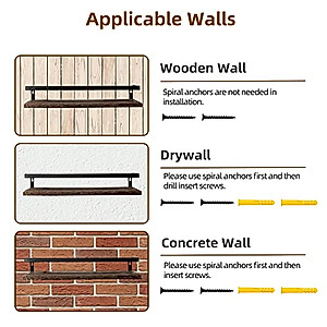 himaly Floating Shelves, Wall Mounted Bathroom Shelf with Towel Bar, Floating Wall Shelves for Bathroom, Kitchen, Bedroom, Living Room, Deep Brown (2 Pieces)