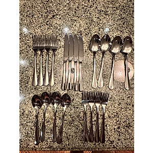 RBG Essentials Heavy-duty Stainless Steel Utensils Flatware Set, 20-piece Black Silverware Cutlery Set