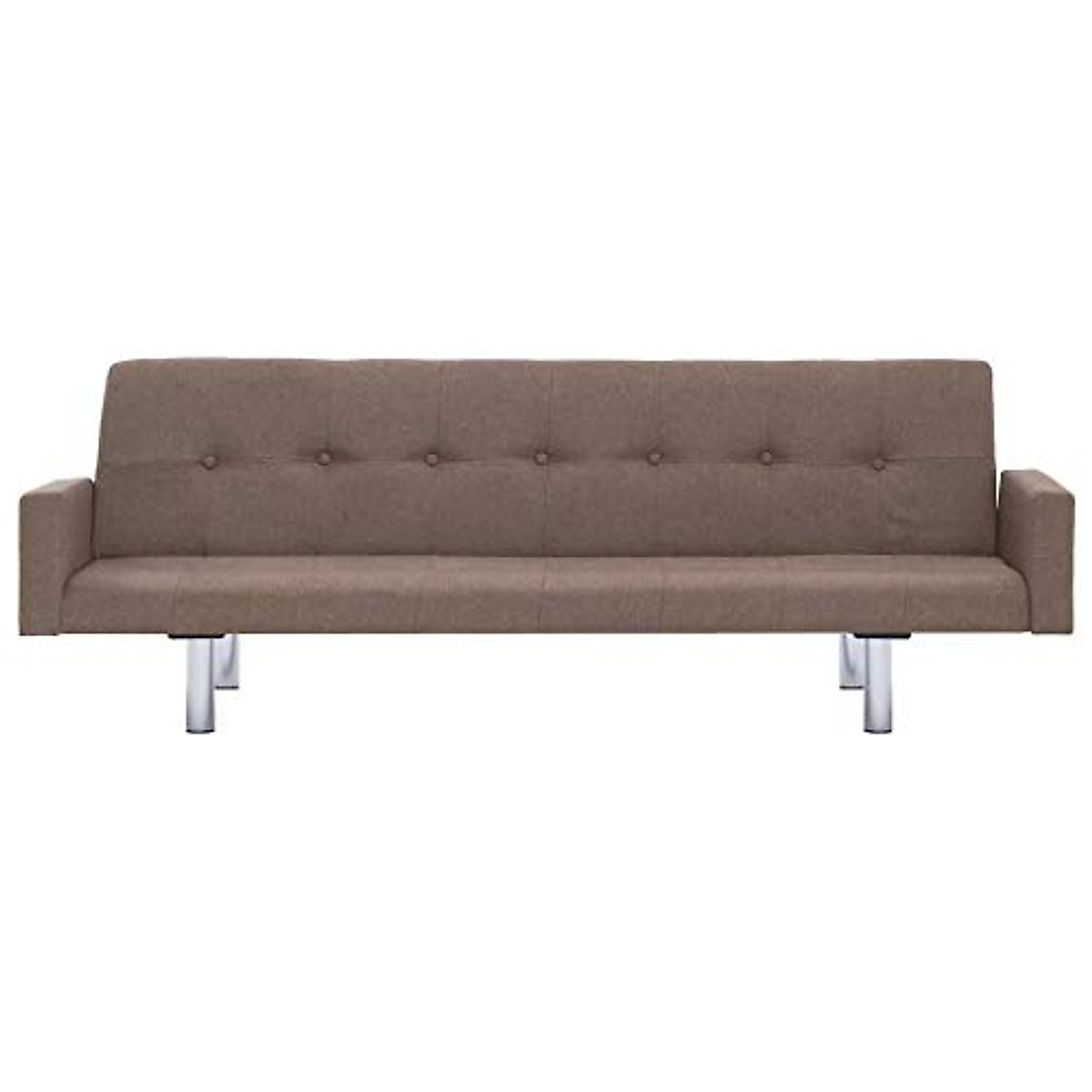 vidaXL Sofa Bed with Armrest Adjustable Reclining Modern Home Living Room Couch Daybed Chaise Lounge Furniture Brown Fabric