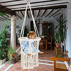 Macrame Baby Swing ,Boho Hanging Swing Seat ,Handmade Hammock Chair for Infant to Toddler,Children's Porch Swing for Indoor Outdoor Playroom Decor