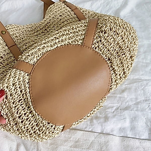 Straw Bag for Women Large Handwoven Bucket Tote with Tassel Slouchy Purse Summer Beach Handbag Wicker Rattan Round Woven Boho Shoulder