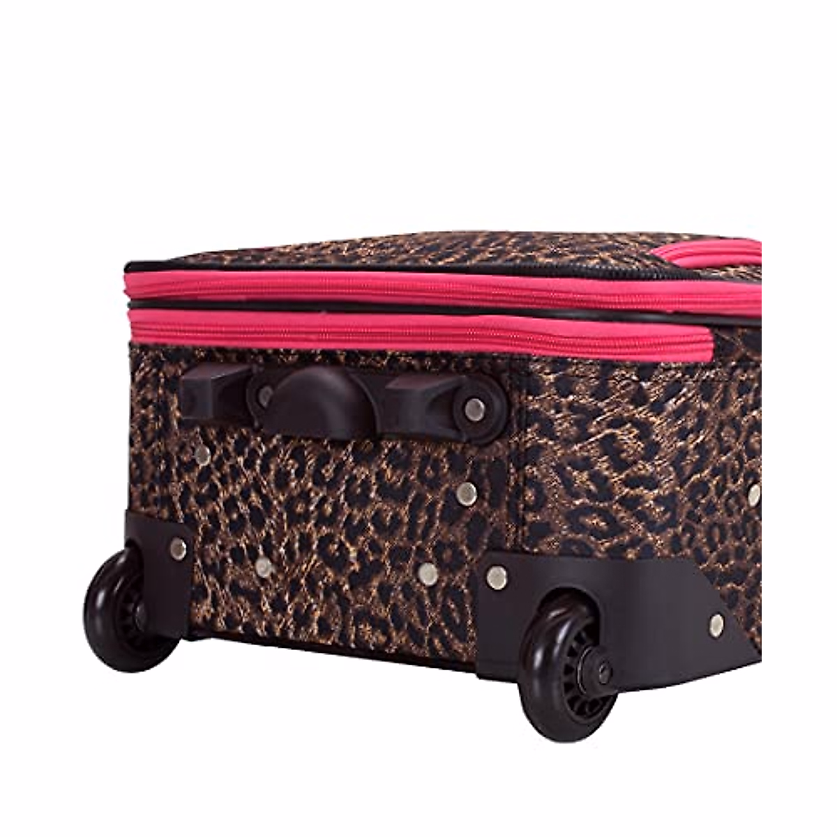 Rockland Jungle Softside Upright Luggage, Pink Leopard, 4-Piece Set (14/29/24/28)