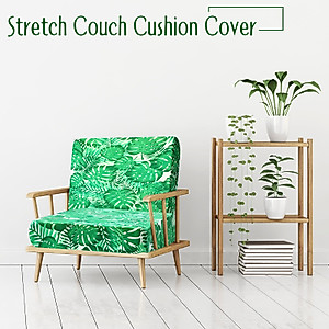 Spiareal 8 Pcs Waterproof Patio Stretch Sofa Cushion Cover, Outdoor Cushion Cover Replacement Include 4 Backrests and 4 Cushions, Sofa Seat Covers Furniture Protector (Monstera)