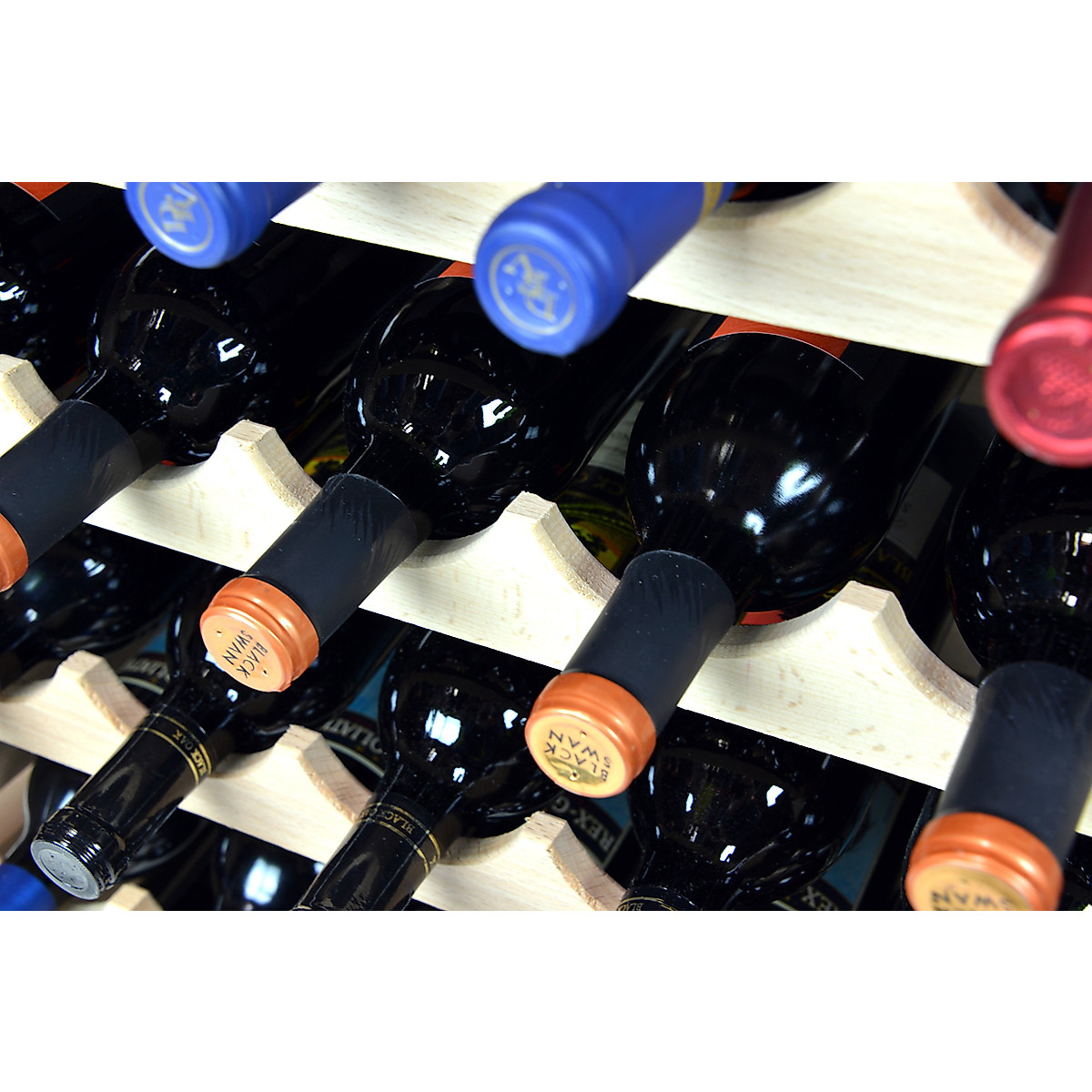 Modular Wine Rack Pine Wood 32-96 Bottle Capacity Storage 8 Bottles Across up to 12 Rows Stackable Newest Improved Model (48 Bottles - 6 Rows)