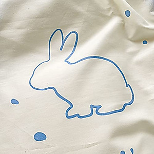 BlueBlue Rabbit Kids Duvet Cover Set Twin, 100% Cotton Bedding for Boys Girls Teens Single Bed, Cartoon Bunny Blue Heart on White, 1 Cute Kawaii Comforter Cover 2 Pillowcase (Twin, Rabbit Blue)