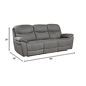 Lexicon Lapointe Wall-Hugger Power Double Reclining Sofa, Gray