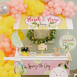 GIHOO Sunflower Lemon Yellow Balloon Garland Arch Kit 150pcs Lemonade Yellow Pink Macaron Pastel Balloons Eucalyptus Leaves Girls Birthday Sunflower Bee Theme Baby Shower Bachelorette Party Backdrop Decorations