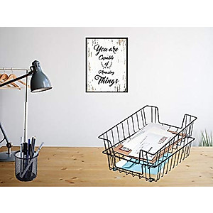 1InTheOffice Letter Tray, Paper Basket for Desk, Paper Trays , Front Load, Black Steel, 2 Pack