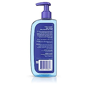 Clean & Clear Night Relaxing Oil-Free Deep Cleaning Face Wash with Deep Sea Minerals & Sea Kelp Extract, For All Skin Types, 8 fl. oz