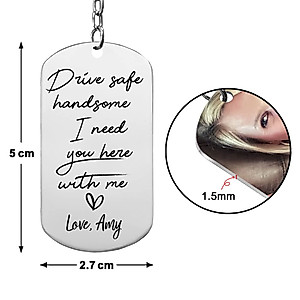 NAZENTI Personalized Drive Safe I Need You Here With Me Keychain - Valentines Day Gifts for Him, Drive Safe Keychain for Boyfriend, Valentine Ornaments, Couples Keychains, Husband Gift for Men DS2