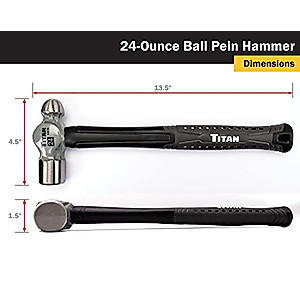 Titan Shop Iron 63016 24 oz. Ball Pein Hammer