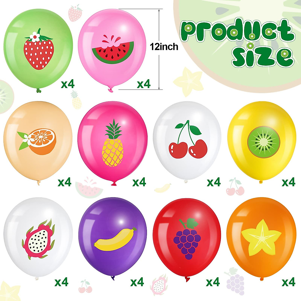 40 Pieces Fruit Balloons Summer Fruit Party Balloons Fruit Themed Party Decorations Tropical Strawberry Watermelon Latex Balloons for Summer Luau Holiday Party Birthday Baby Shower Supplies Decor
