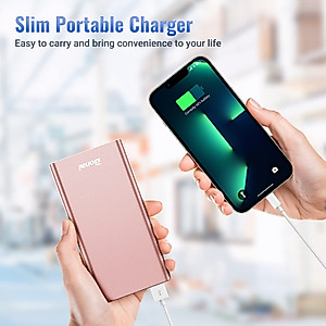 BONAI Portable Charger 12000mAh USB C Power Bank Battery Pack High-Speed 3.0A Output Compatible with iPhone 15/14/13/12 iPad Samsung Android- Pink