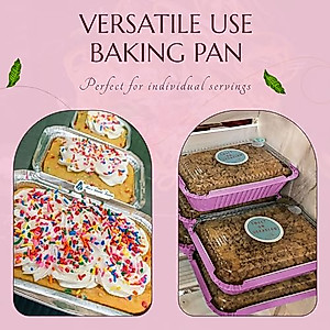 KitchenDance Colored Shallow Take Out Pans with Plastic lid - 1.5 Pounds Food Storage Aluminum Foil Baking Pan - Aluminum Pans Perfect for Cooking, Freezing, Preparing Food, 6417P (Pink, 125)