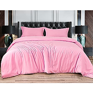 Colourful Snail Duvet Cover 3 Piece Set, Ultra Soft Double Brushed Microfiber Comforter Cover with Zipper Closure and Corner Ties, Queen, Pink