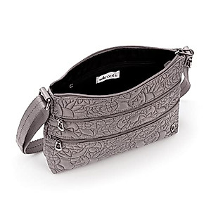 Sakroots Basic Crossbody Bag in Eco-Twill, Multifunctional Purse with Adjustable Strap & Zipper Pockets, Quilted Mushroom Spirit Desert