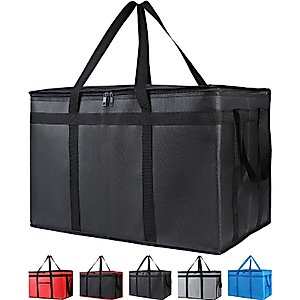 Bodaon 10-Pack Insulated Food Delivery Bag for Hot and Cold Meal, XXX-Large Cooler/Thermal Bags, Grocery Tote Insulation Bag for Catering, Pizza Warmer, Black