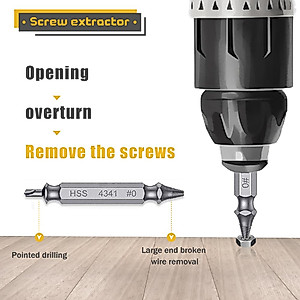 Damaged Screw Extractor Set- 6Pcs Double Head Drills with Storage Box, Screw Extractor Kit Made of Authentic 4341 Steel, Premium Stripped Screw Removal Tool for Easy Removal Rusted hardware- Samest