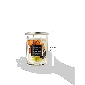 Aromascape PT41907 2-Wick Scented Jar Candle, Vanilla & Almond, 19-Ounce, White