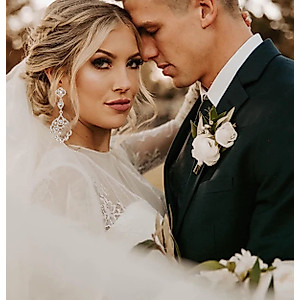 Gold Rhinestone Wedding Bridal Chandelier Dangle Earrings Sparkly Crystal Long Teardrop Statement Earrings for Women Brides Pageant Prom