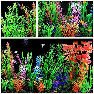 CousDUoBe 30 Pack Artificial Aquarium Plants, Full Set of Fish Tank Decorations, Various Sizes, Perfect Match ( 5.2 "-15.7" ) (30 Pack)