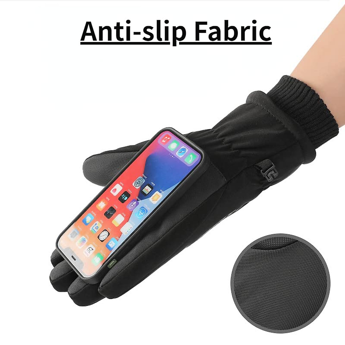 HOKMAH Winter Ski Gloves Waterproof for Women Warm Touchscreen, Warm Gloves for Cold Weather Winter Typing Gloves for Women (Black)