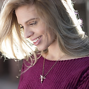 LIFETIME JEWELRY Medium Guardian Angel Pendant Necklace Charm 24K Real Gold Plated