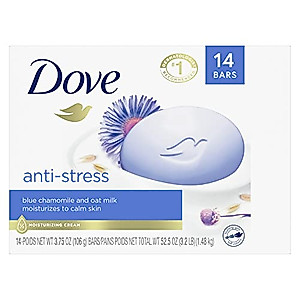 Dove Beauty Bar Gentle Cleanser Moisturizes To Calm Skin Anti-Stress Cream Bar Gentle Bar Soap Cleanser Made With 1/4 Moisturizing Cream 3.75 oz 14 Count