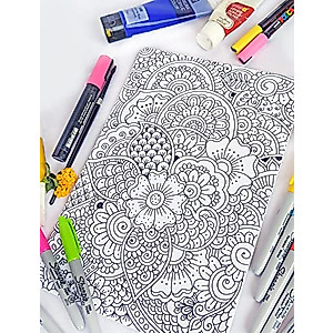 Henna Doodle Coloring Canvas For Adults, Stretched primed canvas to color