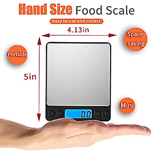 Digital Food Kitchen Scale Upgraded, YONCON 3000g/0.1g High Accuracy Mini Pocket Scale Measures in Grams and oz for Cooking, Baking, Jewelry, Tare Function,2 Trays, LCD Display (Batteries Included)