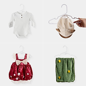 PIGLOG Baby Hangers, 60PCS White Kids Hangers, Multifunctional Kids Clothes Hangers, Toddler Hangers for Kids Toddlers and Children, Durable Hangers for Kids, Stackable Design for Spacing Saving