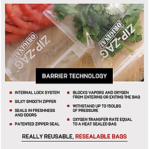 Zip Zag Bag Black (1/2 LB) 10x Large Zip Lock Bags (10.5" x 11") | Say Goodbye to Stale Herbs And Spices With Food Safe Zipper bags | Resealable, Reusable, Washable and Airtight Zipper Bags