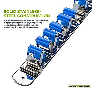 Tool Organizers and Storage 12 Slots and 6 Hooks Wall Mounted Garden Tool Rack, Garden Tool Organizer, Broom Holder Wall Mount, Garage Tool Organization and Storage, Industrial Steel Hooks N Holders