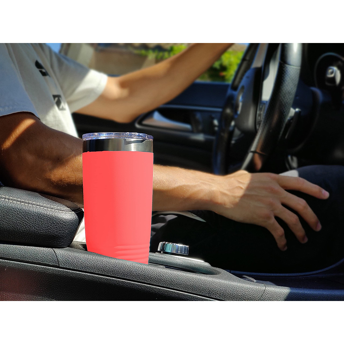 LaserGram 20oz Vacuum Insulated Tumbler Mug, Trumpet, Personalized Engraving Included (Coral)