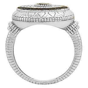 Art Deco Style Sterling Silver Evil Eye Ring w/Synthetic Blue Sapphires & CZ stones 5/8 inch, size 7