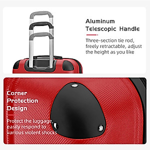 Joyway Luggag 7-Piece Travel Sets,28 inch Suitcase with Spinner Wheels,Hard Case Large Luggage with TSA Locks(28Inch No Bag Red)