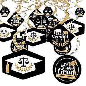 Big Dot of Happiness Law School Grad - Future Lawyer Graduation Party Hanging Decor - Party Decoration Swirls - Set of 40