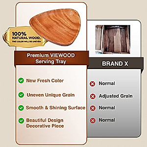 VieWood Triangle Wood Small Serving Tray Set of 5, Home Decor, Platters & Wooden Plates for Fruits, Cupcakes, Sushi, Food - Decorative dinnerware (5.9 in, Khaya)