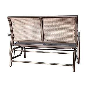 GOLDSUN Swing Glider Chair Patio Swing Bench for 2 Person, Outdoor & Indoor Lawn Steel Rocking Garden Loveseat with Cupholder for Outside,Patio, Backyard, Poolside(Coffee)