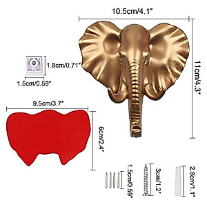 bouti1583 Single Elephant Head Wall Hanger, Coat Hat Hook Animal Shaped Decorative Gift Gold
