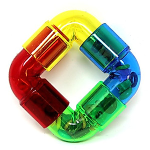 Bonka Bird Toys 00906 Rattler Ring Foot Talon Toy Parrot Rattle Conure Parakeet African Grey Training Balance Agility Aviary Supplies Plastic Colorful Fun Playground