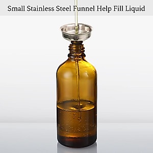 AOZITA 4 Pack, 100ml Dark Amber Dropper Bottles with 1 Funnels & 4 Labels - 3.4oz Brown Glass Tincture Bottles with Eye Droppers for Essential Oils, Liquids - Leakproof Travel Bottles