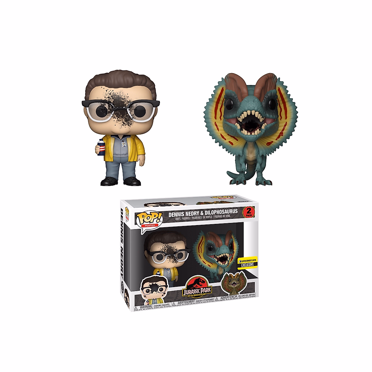 Jurassic Park Nedry and Dilophosaurus Pop! 2-Pack - EE Excl.