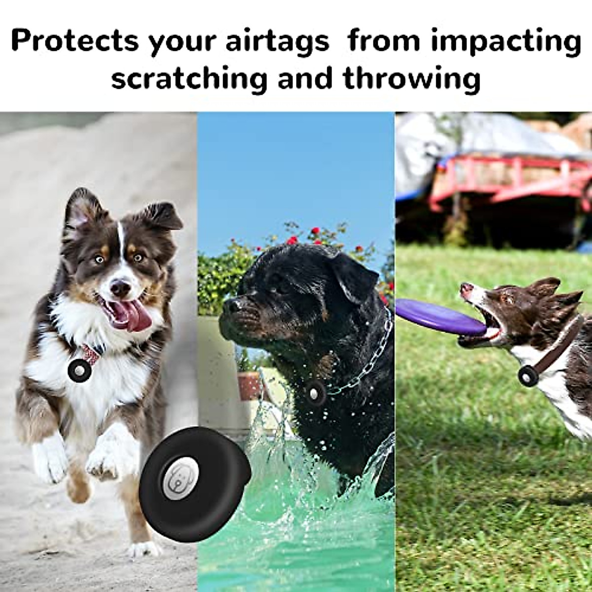 Airtag Holder for Dog Collar, CAISATEQ Silicone Protective Case Holder for 0.8-1.2inch Pet Dog Cat Tracker Case Compatible with Apple AirTag