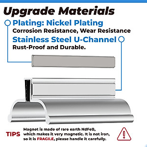 Shower Door Magnet 3" Chrome Frameless Shower Door Handle with Metal Strike and Magnet for 1/8" 5/32" 3/16" and 1/4" Thick Swing Glass Shower Doors, Shower Door Handle, Shower Door Strike Jamb