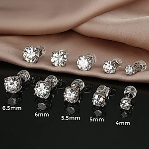 Jewenova Moissanite Stud Earrings, 0.6ct-3ct D Color VVS1 Clarity, Brilliant Round Cut Lab Created Diamond Earrings, 18K White Gold Plated S925 Sterling Silver Moissanite Earrings