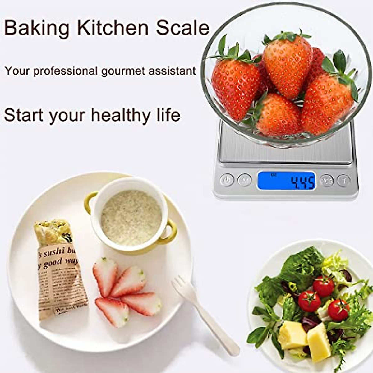 Food Scale Digital Kitchen Scale for Food Ounces and Grams, Small Electronic Pocket Scale for Weight Loss, Baking, Cooking, Coffee, Jewelry, 6.6lb/3kg, 0.01oz/0.1g Precision (Batteries, 2 Trays)