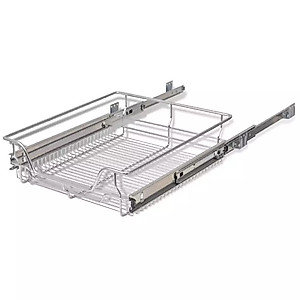 Festnight Pack of 2 Pull-Out Wire Storage Baskets Rack Sliding Steel Cabinet Slides Under Shelves Sliding Organizer for Kitchen Pantry Bathroom Cupboard Suitable for 19.7" Wide