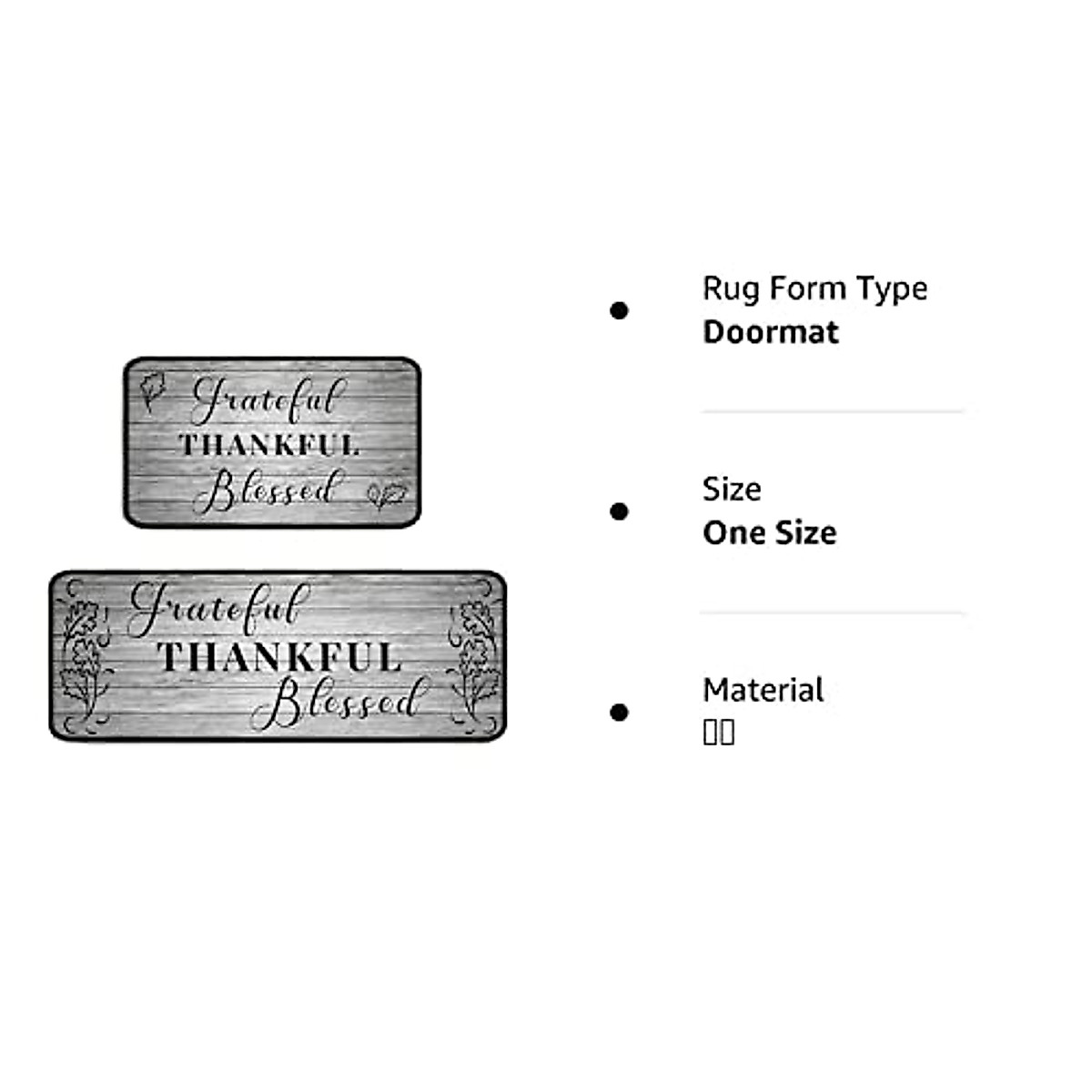 Grateful Thankful Blessed Kitchen Rugs Set of 2 Grey Non-Slip Kitchen Rug and Mat Cushioned Comfort Kitchen Standing Rug for Kitchen Floor Farmhouse Thanksgiving Decor 17"x47"+17"x30"