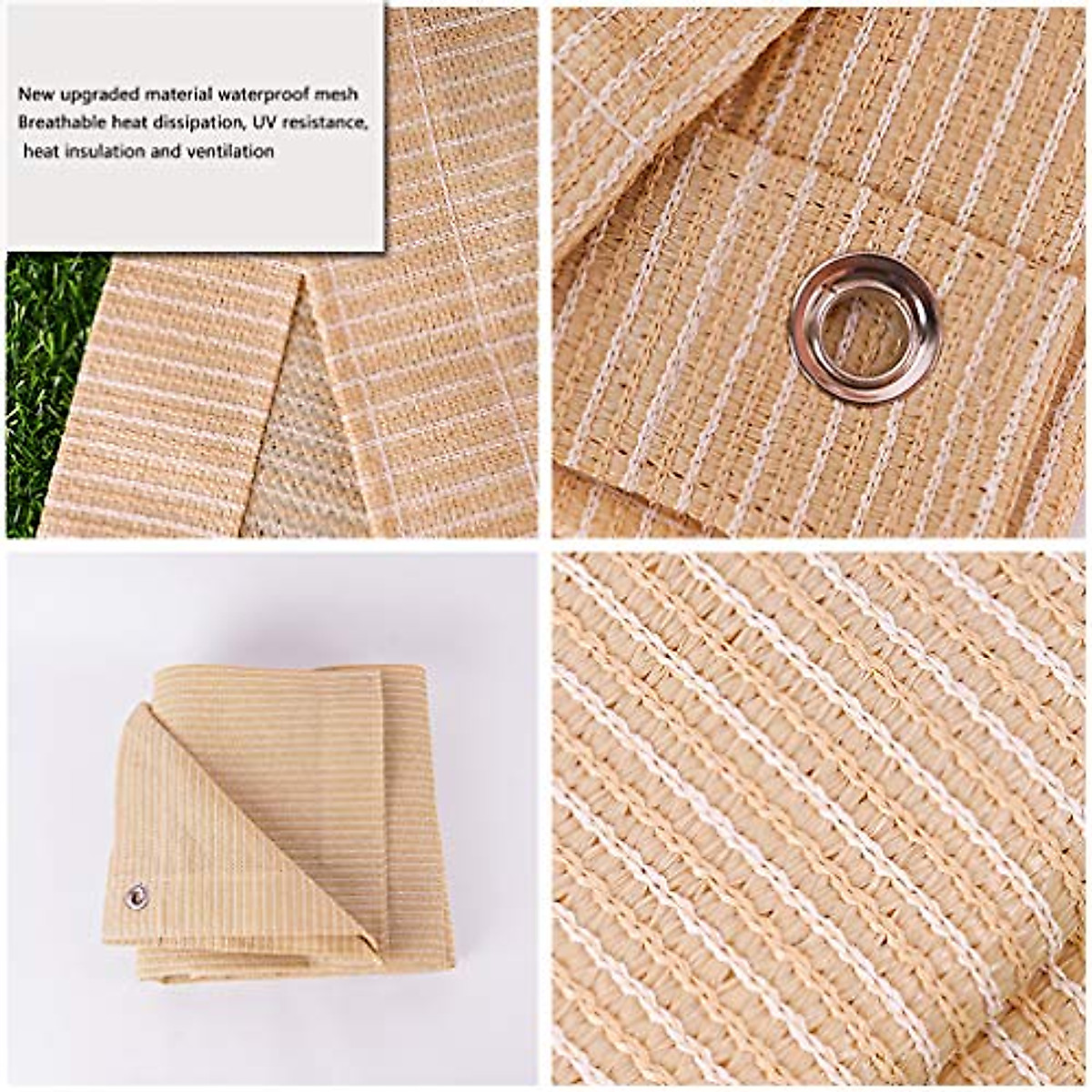 NIANXINN Beige Sun Shade Sail Canopy Awning,90% UV Block Insulation Breathable Rectangle Shade Cloth Net,Commercial and Residential Sunblock Mesh,for Patio Garden Outdoor Facility (1x4m(3 * 13ft))